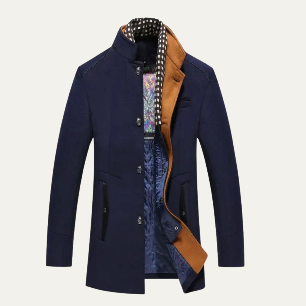 The Blenheim Men's Smart Casual Wool Trench Coat with Stand Collar ...