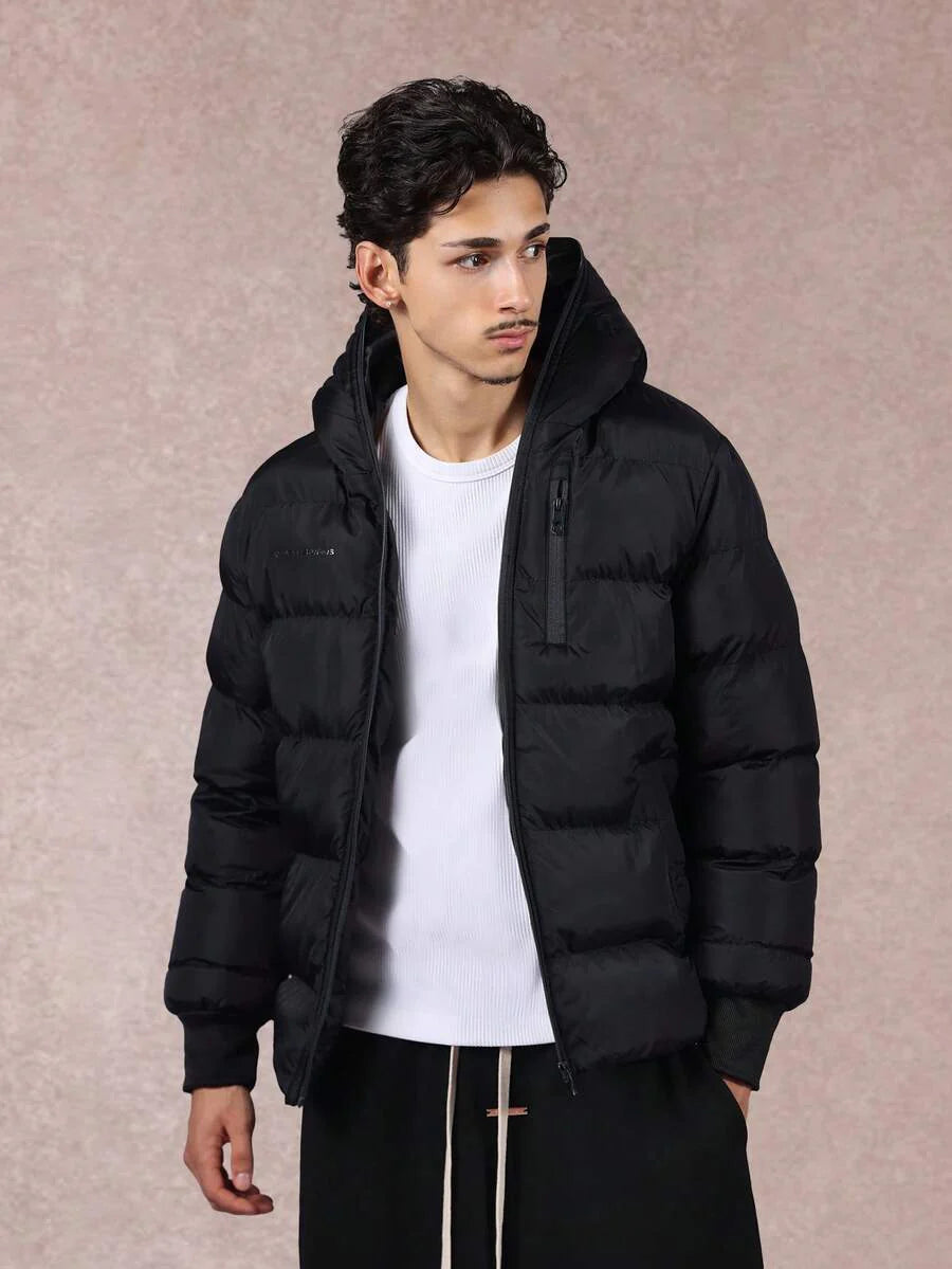 Black Puffer Jacket Insulated Coat – British Elegance