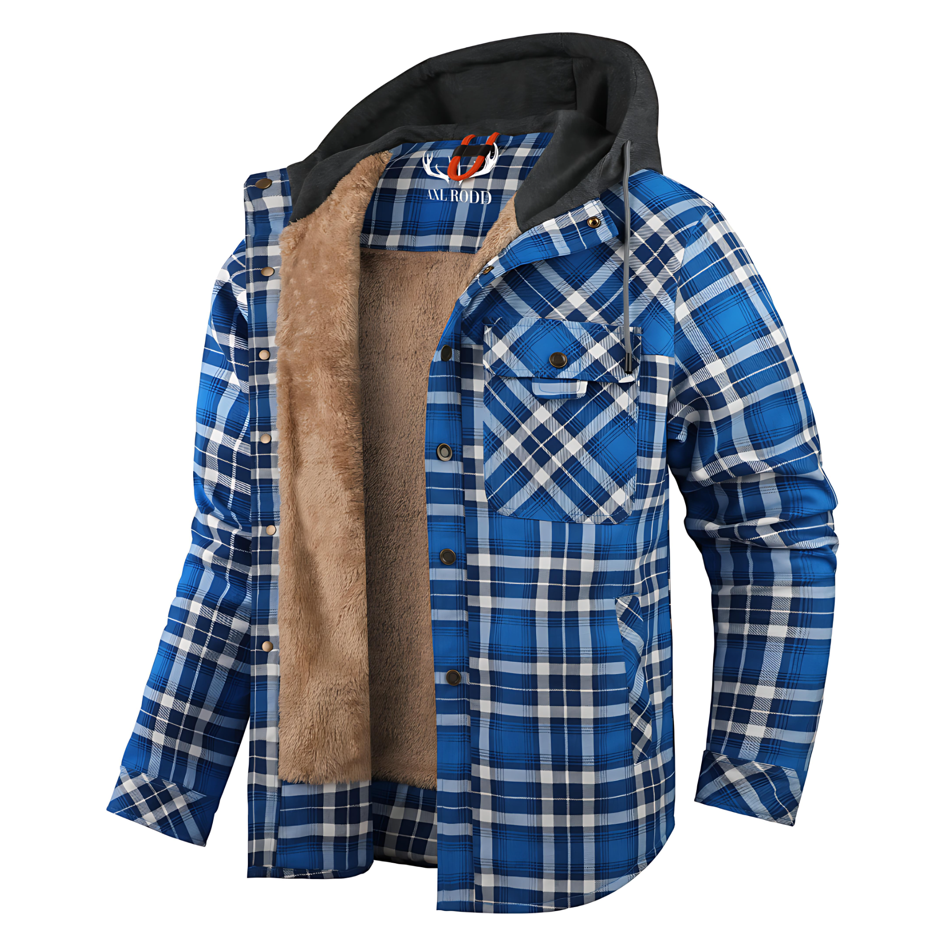 Men’s Hooded Plaid Fleece Lined Shacket – British Elegance