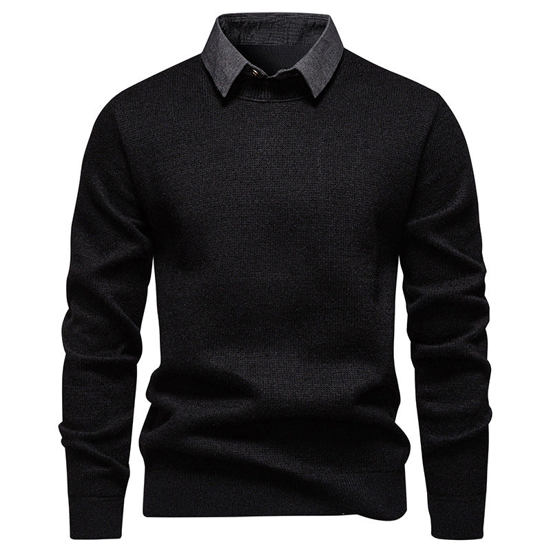 Cevori Fine Knit Jumper with Modern Collar Design – British Elegance