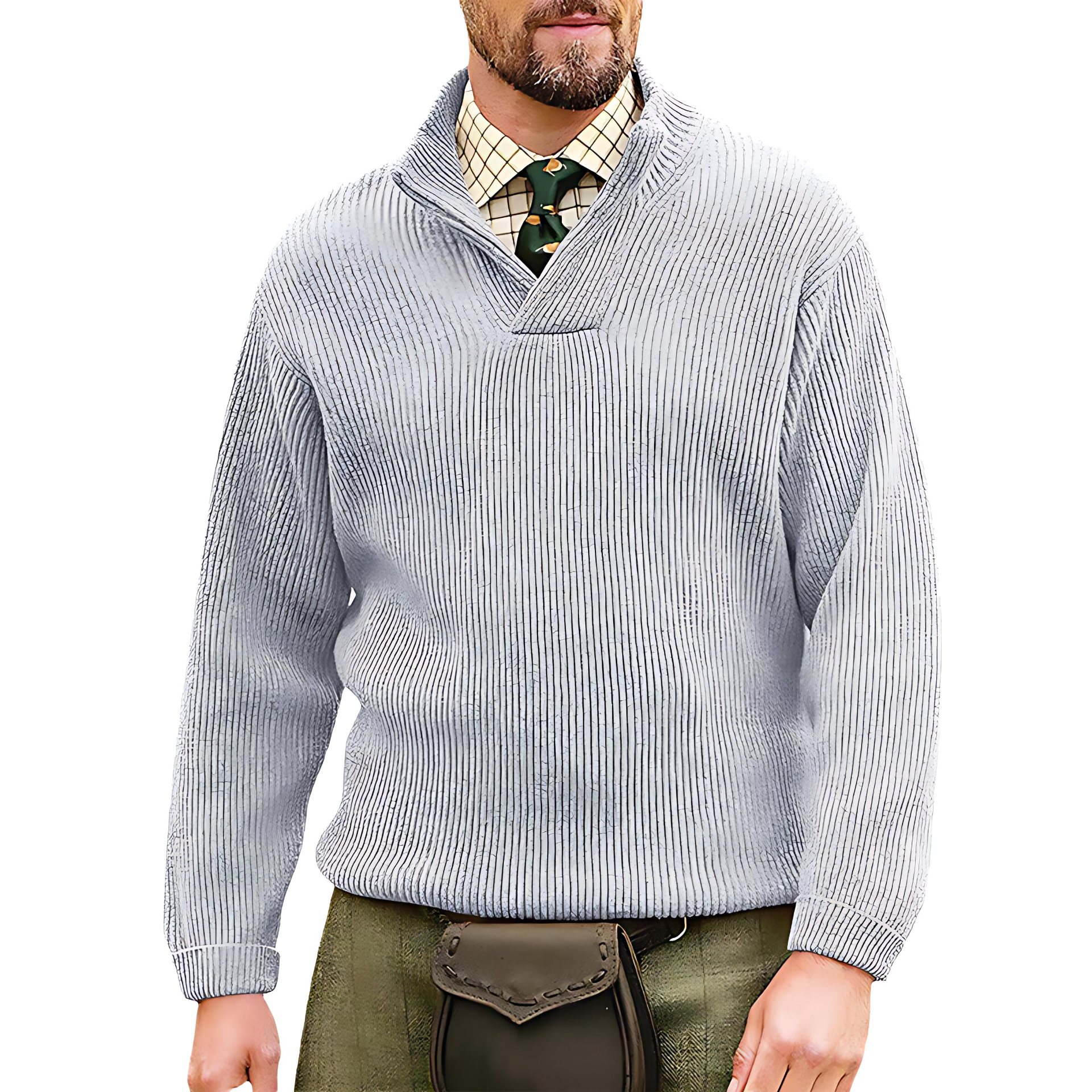Cevori Modern Stand-Up Collar Knitted Jumper – British Elegance