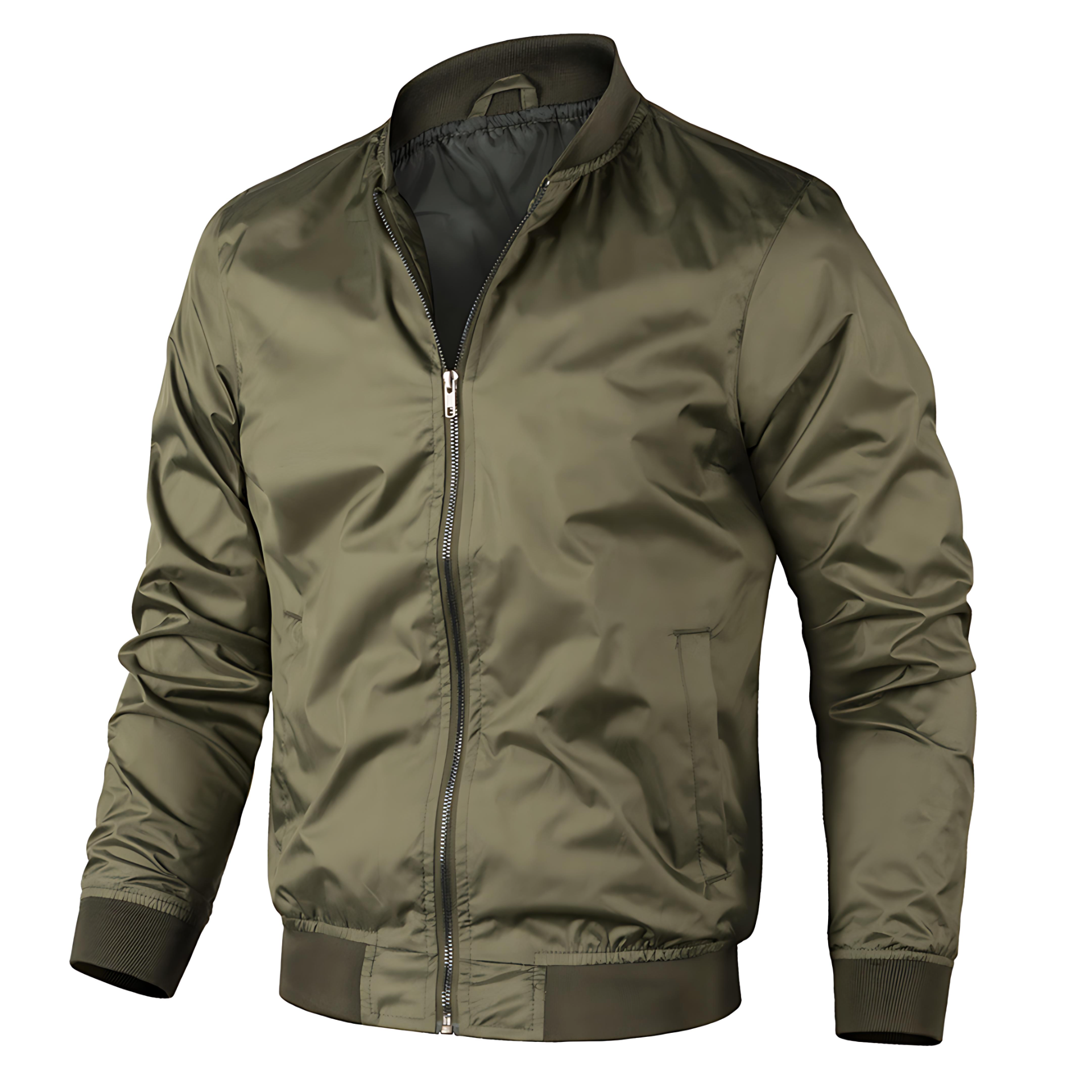 Cevori Ribbed Collar Bomber Jacket – British Elegance