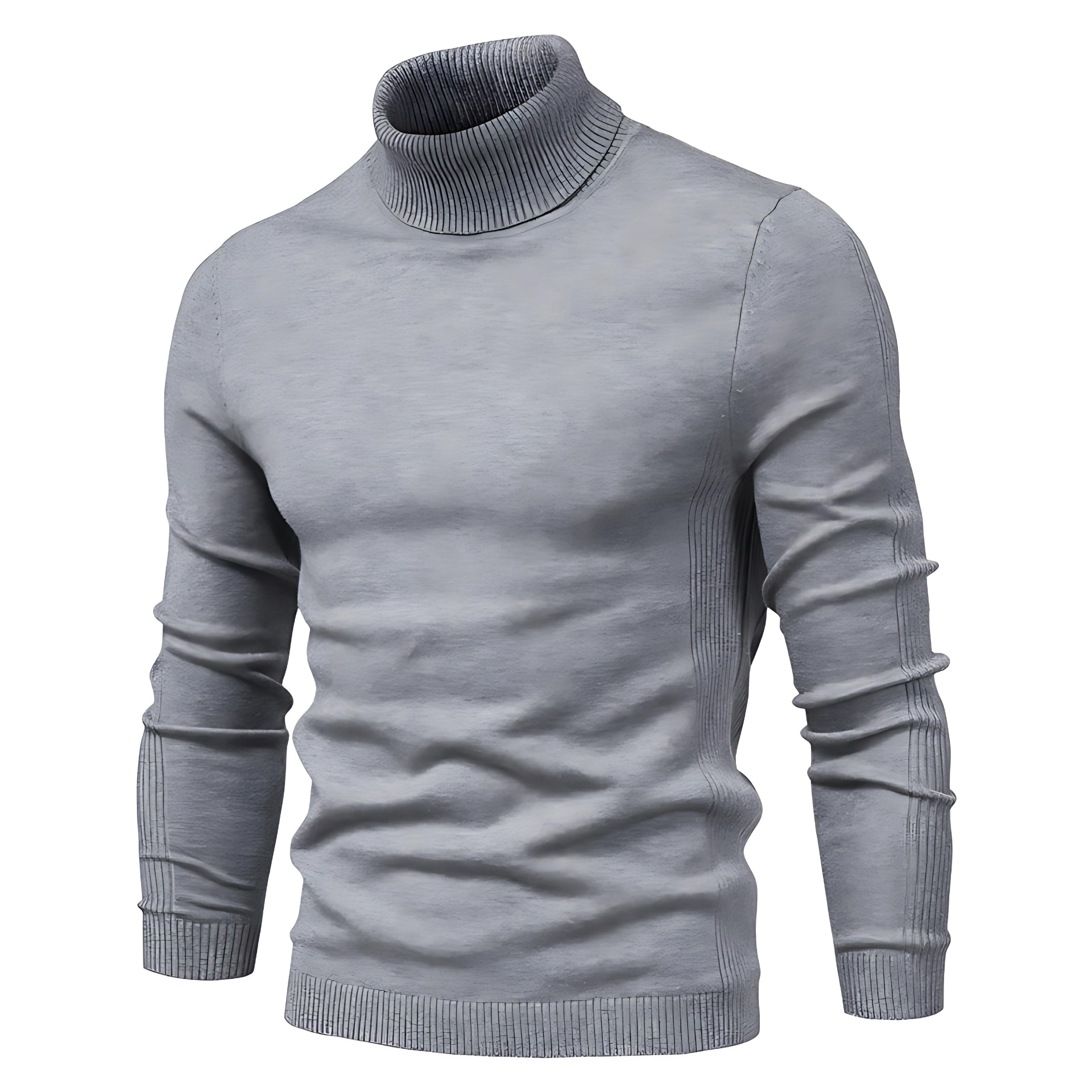 Cevori Ribbed Cuffs Turtleneck Jumper – British Elegance