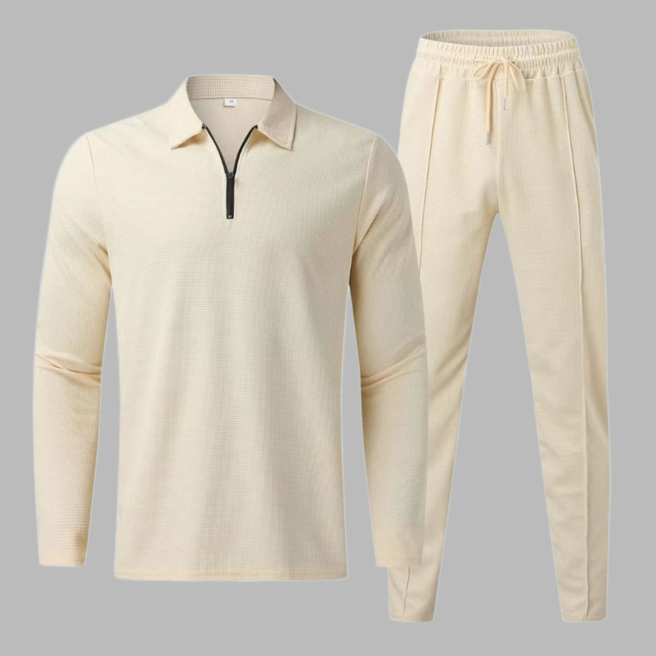 Men's Tracksuit Two Piece Set with Zip Polo Top and Jogger Pants ...