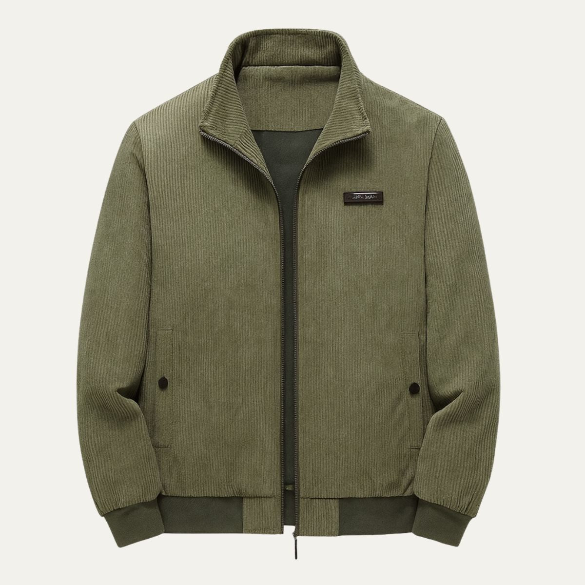 Men’s Corduroy Stand Collar Bomber Jacket – British Elegance
