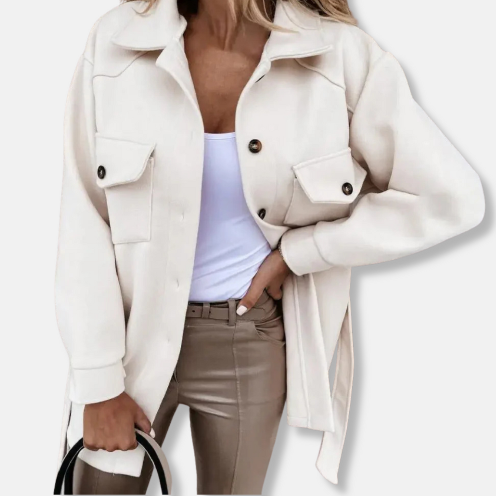 Women’s Shacket Jacket – Oversized Relaxed Fit – Wool Feel – Longline ...