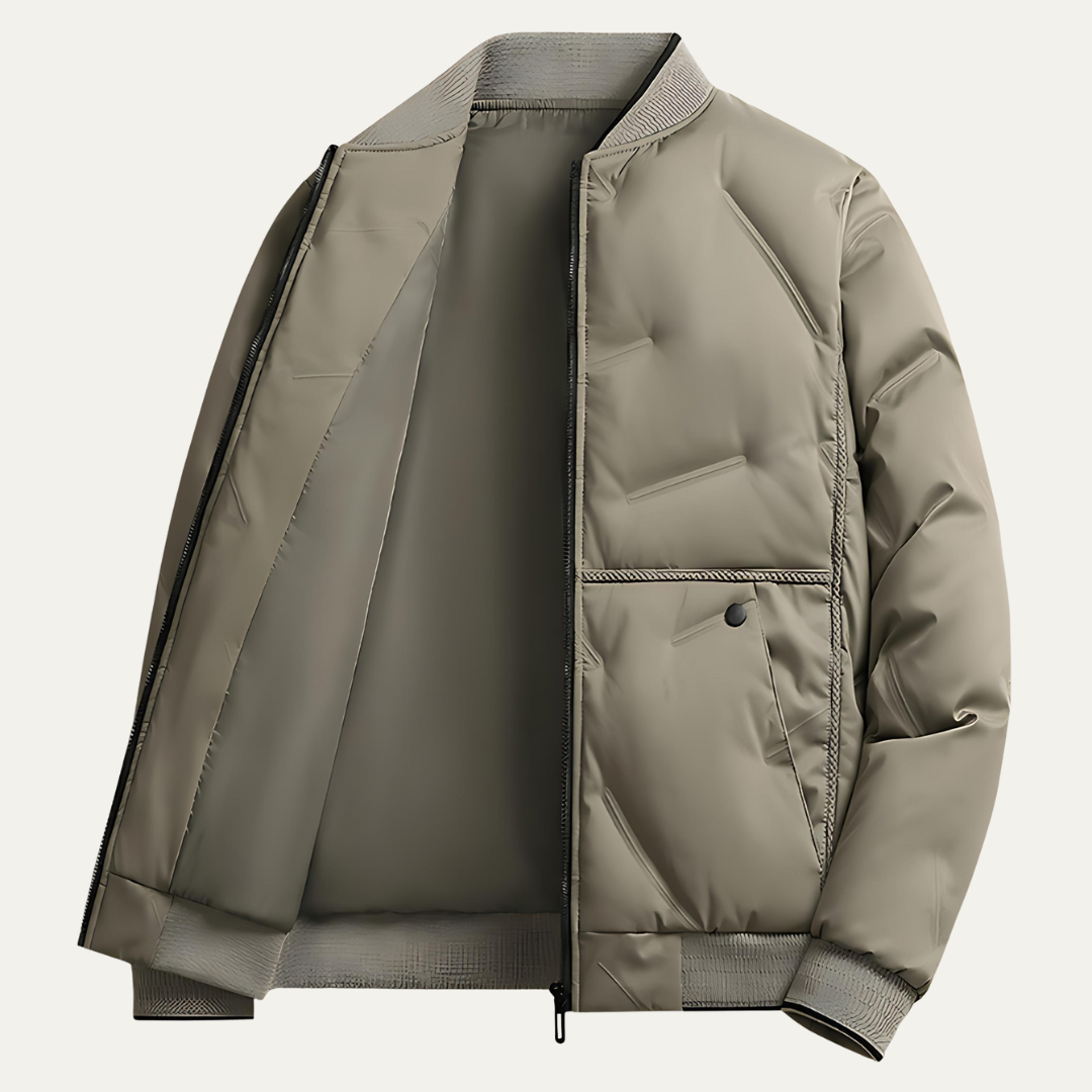 Men’s Quilted Rib Collar Bomber Jacket – British Elegance